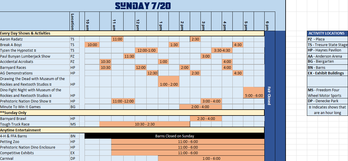 Event Calendar - Big Sky Country State Fair